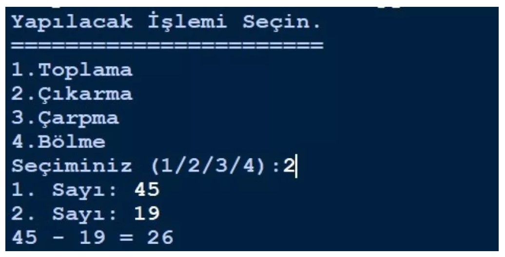 Python Dört İşlem Örneği – Bilişim & Programlama